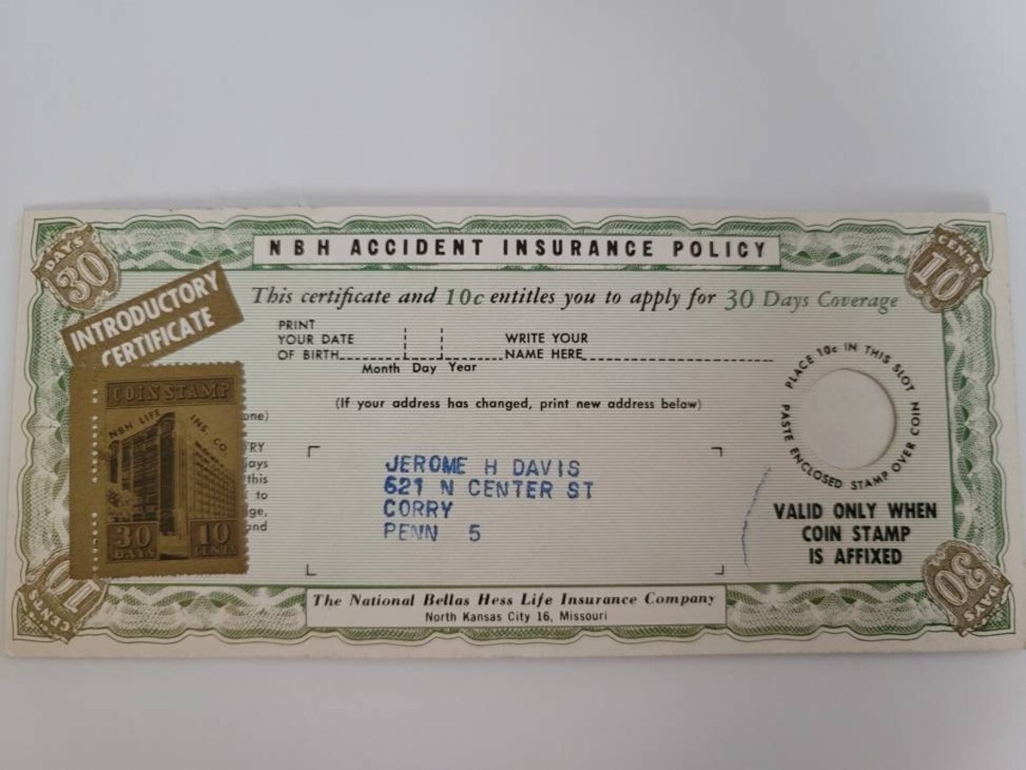 Vintage New York Life Insurance Policy Offer 1940s | Etsy