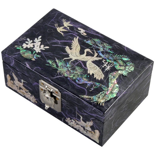 Mother of Pearl Wood Purple Lacquer Jewelry Keepsake Gift - Etsy