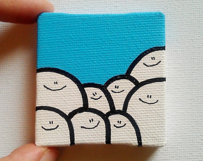 Acrylic Painting on Canvas - Original - Tiny Miniature Painting - Sky ...