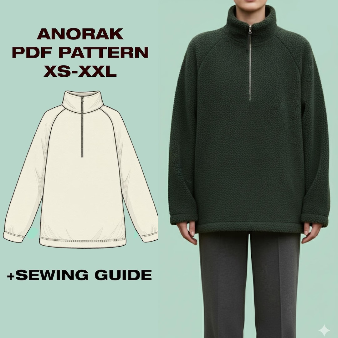 Warm Sherpa Hoodie Sewing Pattern | Fleece Oversized Sweatshirt PDF ...