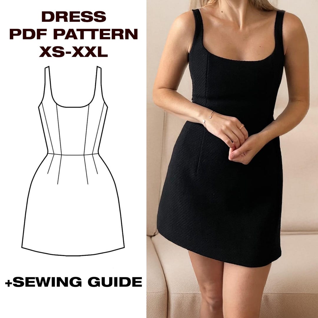 Summer Mini Dress Sewing Pattern | A Line Dress Pattern | Wedding Guest ...