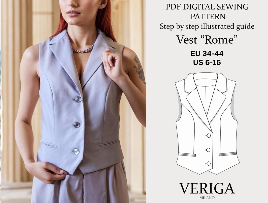 Vest Pattern // Classic Vest Pattern // DIY Vest // Suit Vest Pattern ...