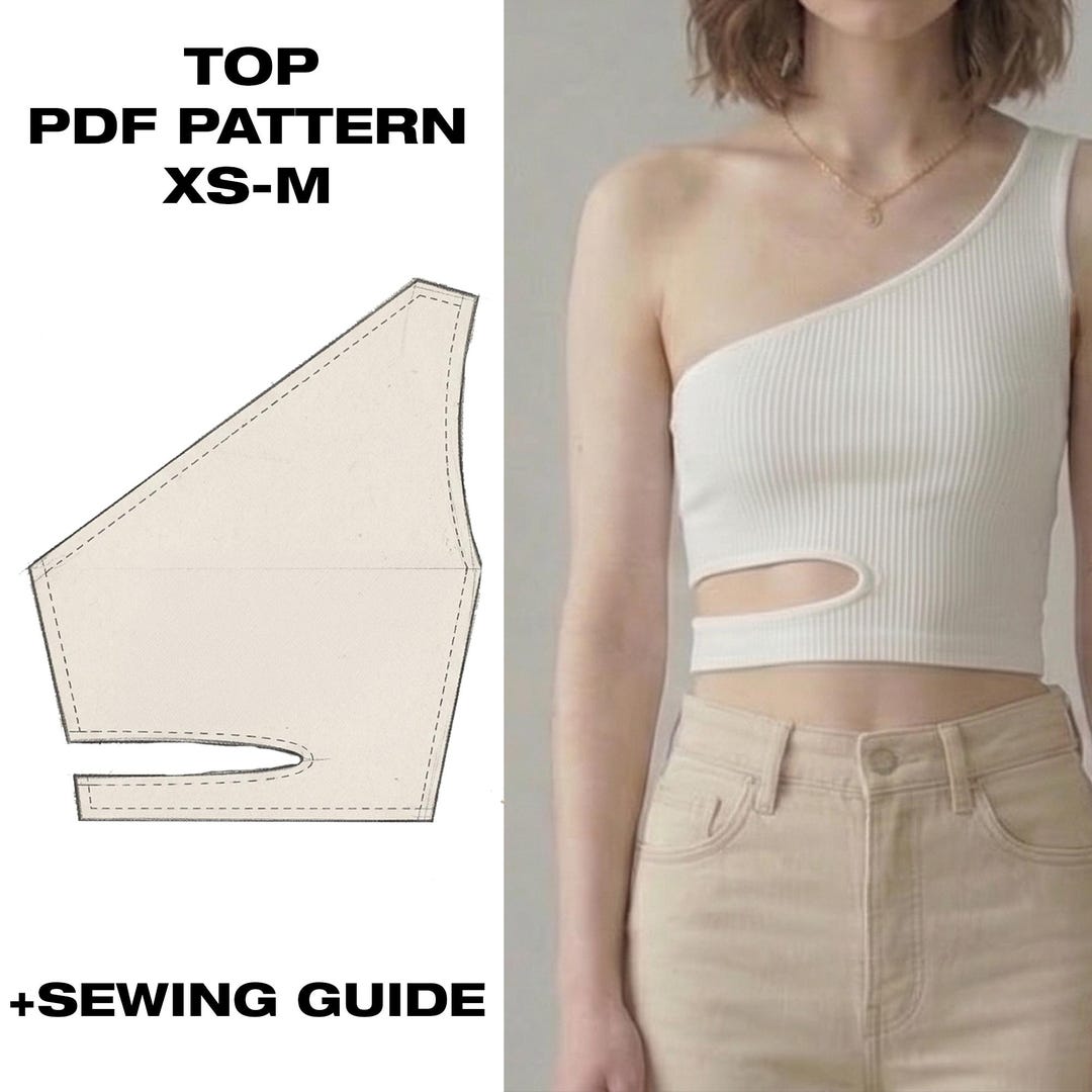 One Shoulder Top Pattern PDF | Cutout Crop Top Sewing | Asymmetrical ...