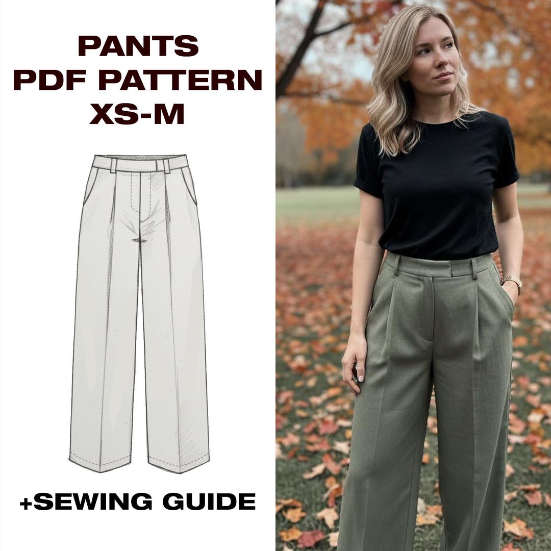 Wide Leg Pants Pattern / Women’s Trousers PDF Sewing Pattern / High ...