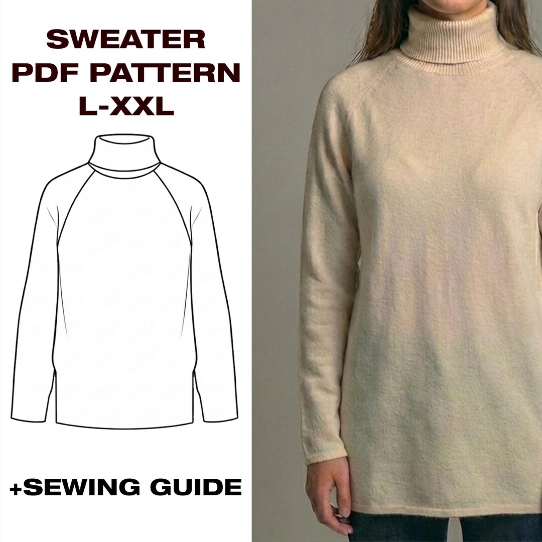 Oversized Sweater PDF Pattern | Women’s Zip Sweatshirt | Easy Pullover ...