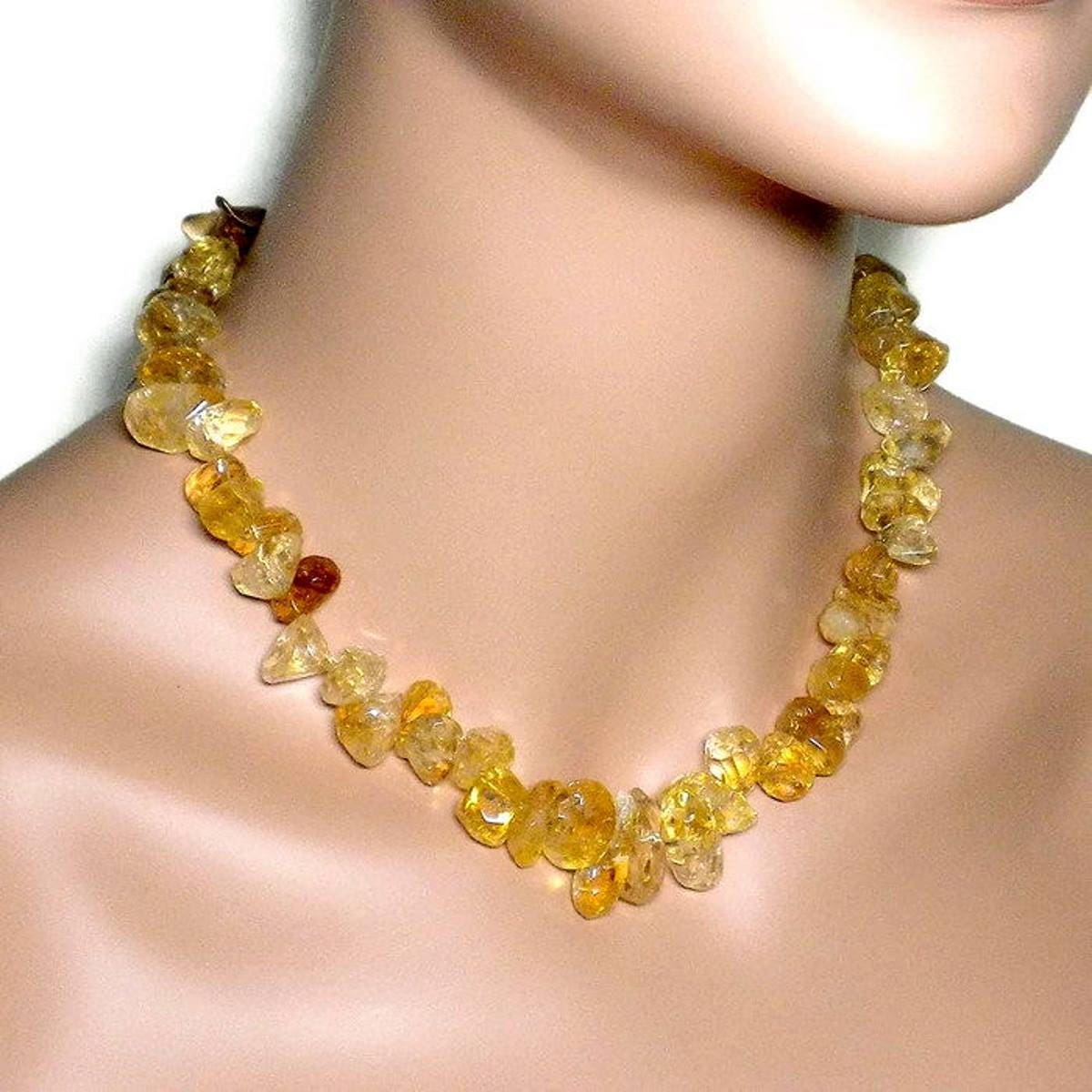 Yellow Gemstone Necklace Yellow Designer Necklace Citrine | Etsy