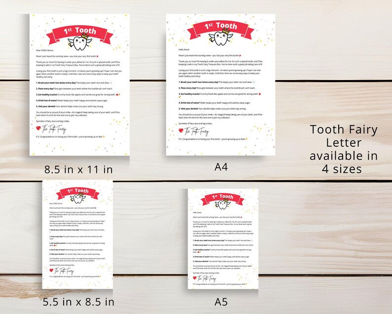 Editable First Lost Tooth Fairy Letter & Receipt | Canva Template ...
