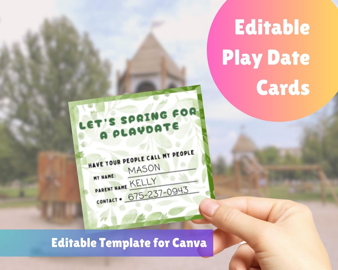 Editable Keep in Touch Card | Kids Play Date Cards for | Child Contact ...