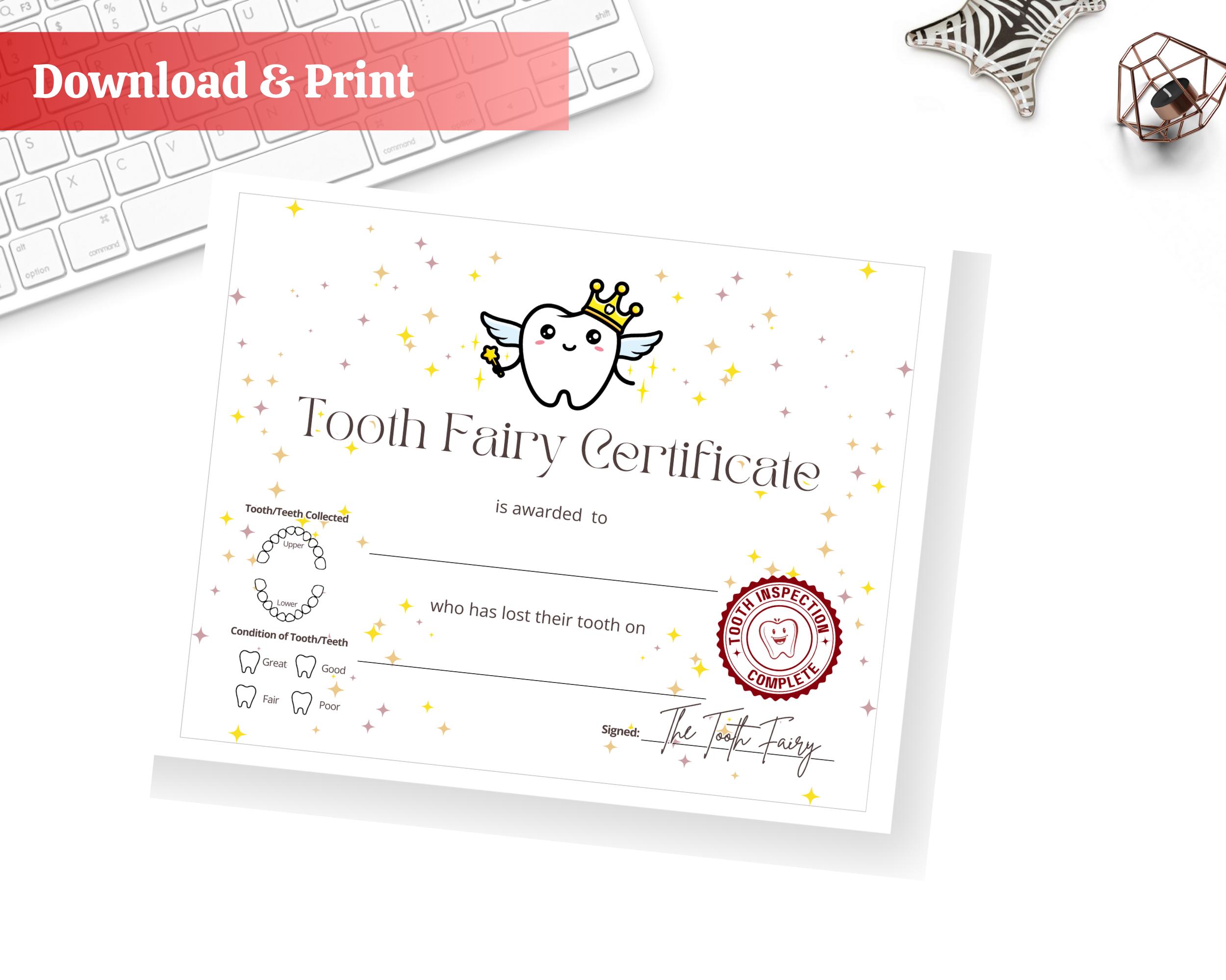 Tooth Fairy Certificate: Printable Keepsake (PDF Download) - Etsy