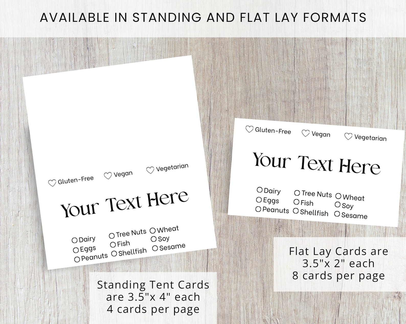 Minimal Design Buffet Food Labels | Editable Food Cards With Allergen ...