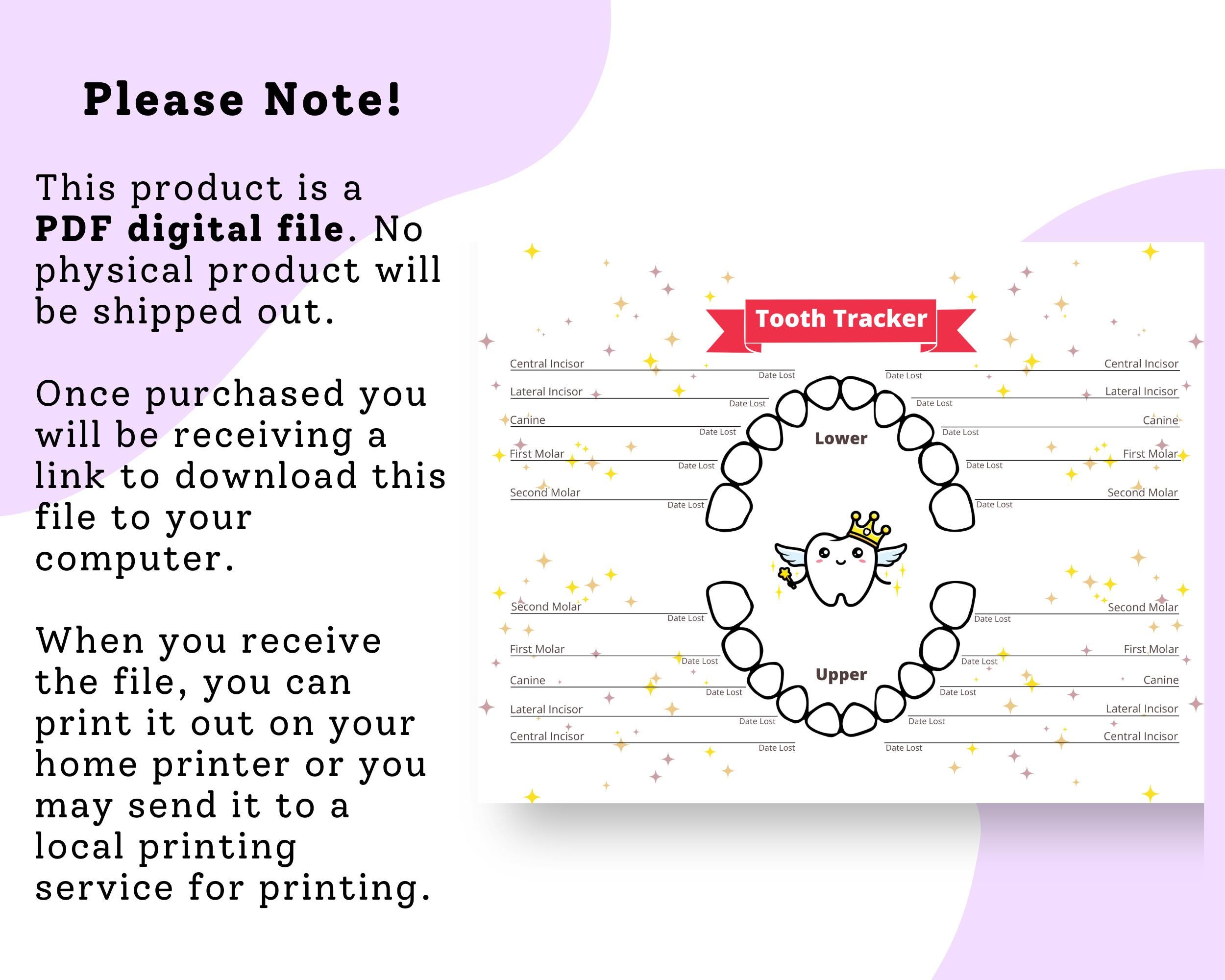 Lost Tooth Tracker Printable: Tooth Fairy Record Keeper (digital ...