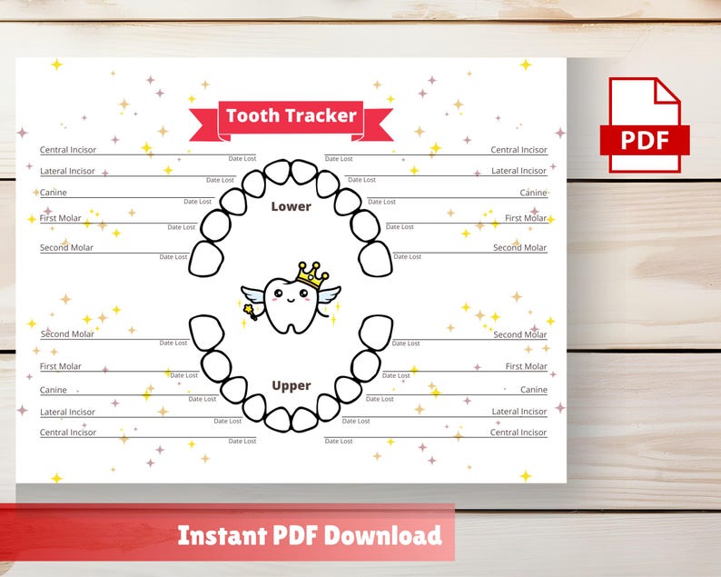 Lost Tooth Tracker Printable: Tooth Fairy Record Keeper (digital ...