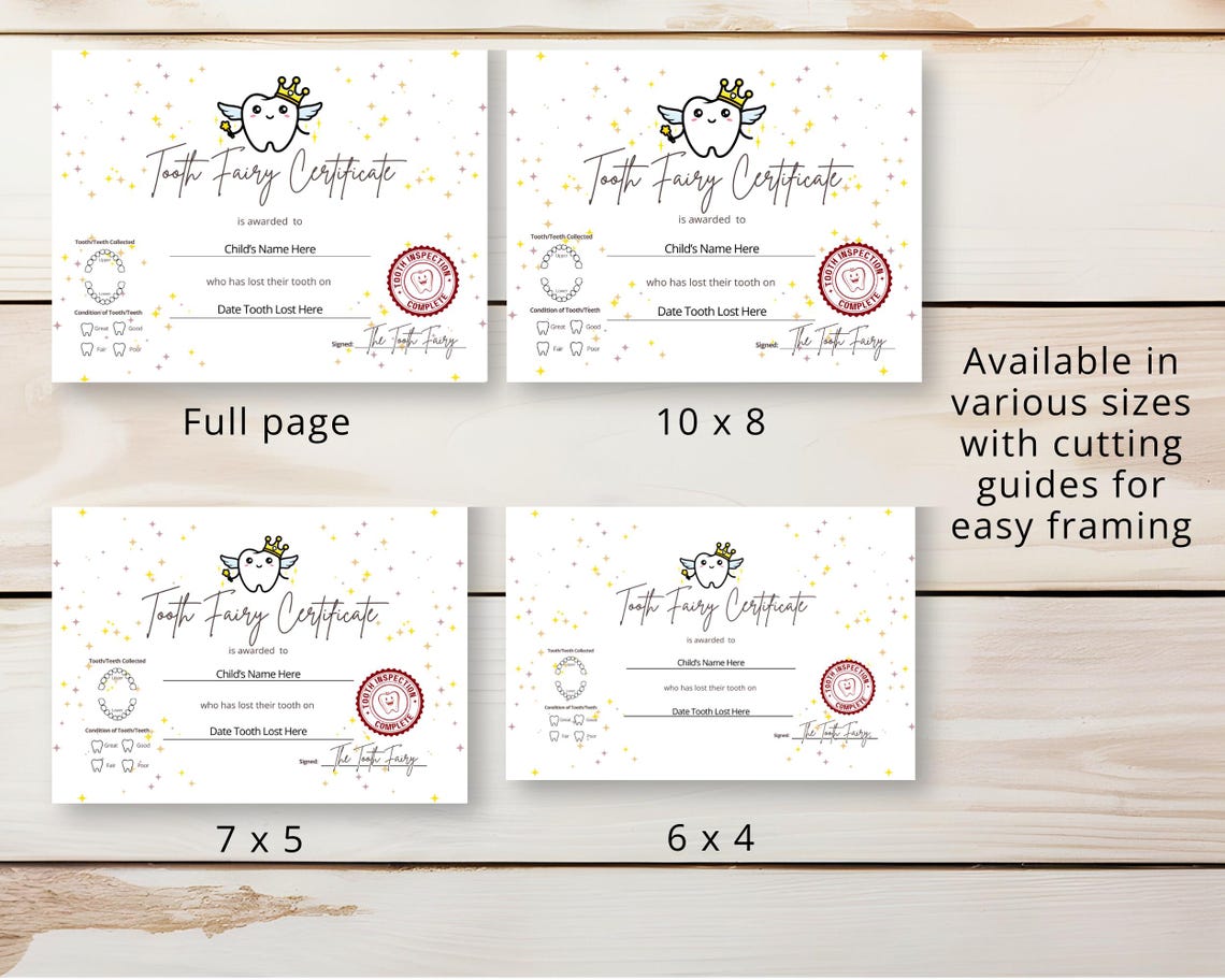 Tooth Fairy Certificate – Editable Canva Template - Instant Download - Etsy