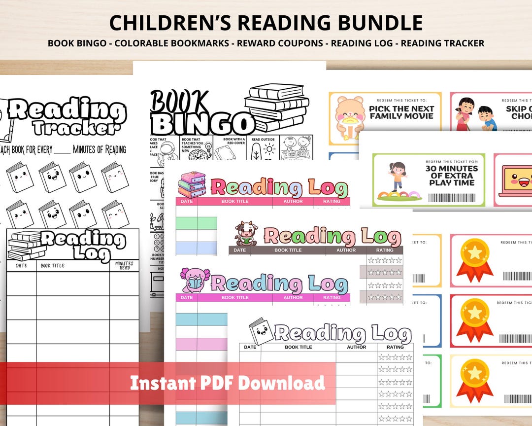 Kids Reading Bundle Printable | Reading Log, Book Bingo, Tracker ...