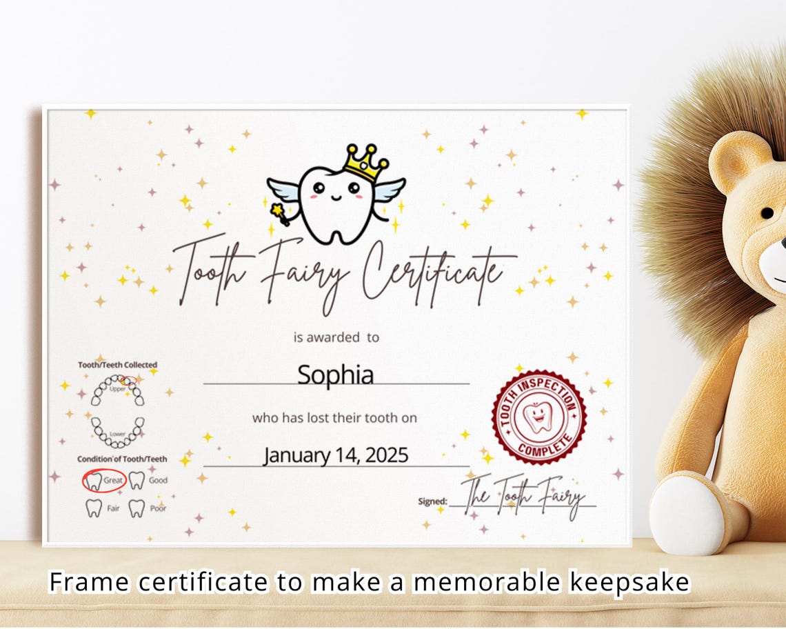 Tooth Fairy Certificate – Editable Canva Template - Instant Download - Etsy