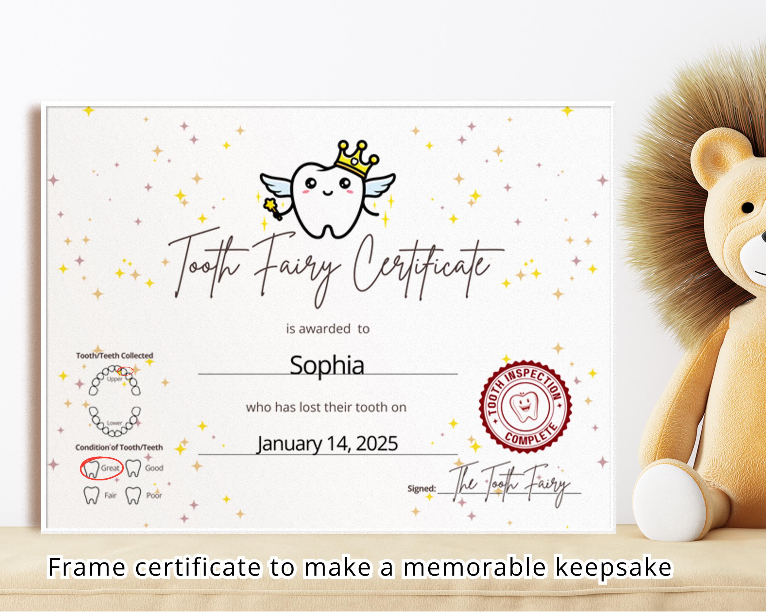 Tooth Fairy Certificate – Editable Canva Template - Instant Download - Etsy