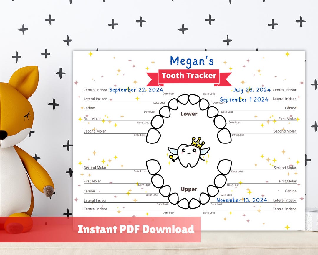 Lost Tooth Tracker Printable: Tooth Fairy Record Keeper (digital ...