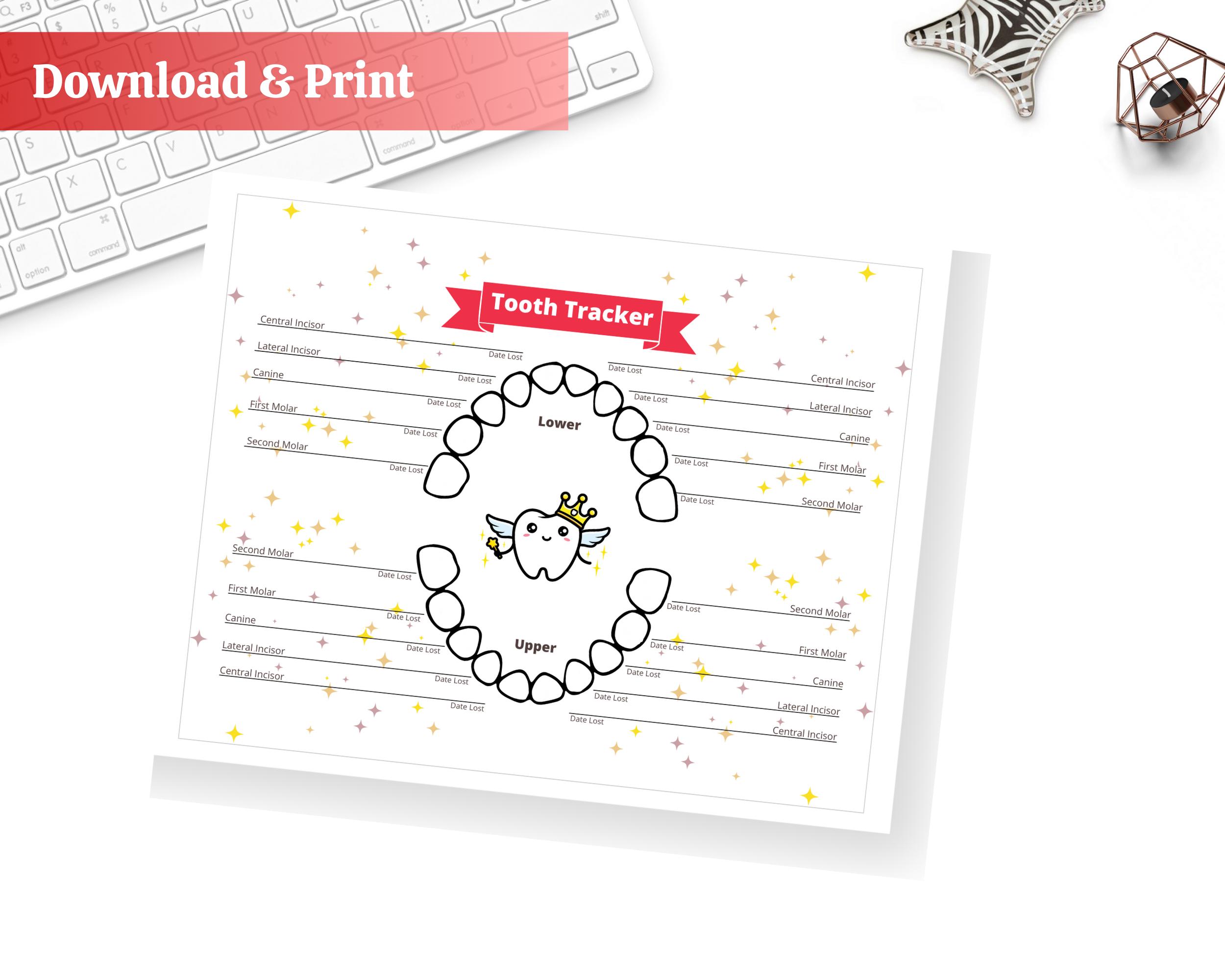 Lost Tooth Tracker Printable: Tooth Fairy Record Keeper (digital ...