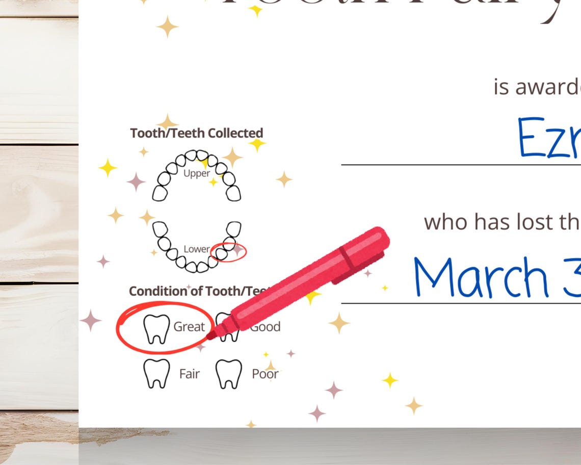 Tooth Fairy Certificate: Printable Keepsake (PDF Download) - Etsy