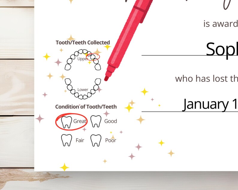Tooth Fairy Certificate – Editable Canva Template - Instant Download - Etsy