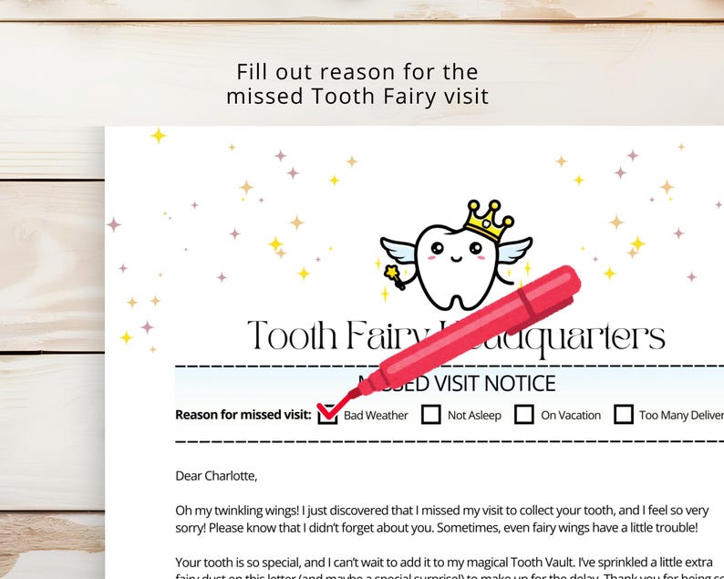 Tooth Fairy Apology Note | Tooth Fairy Receipt and Letter | Missed ...