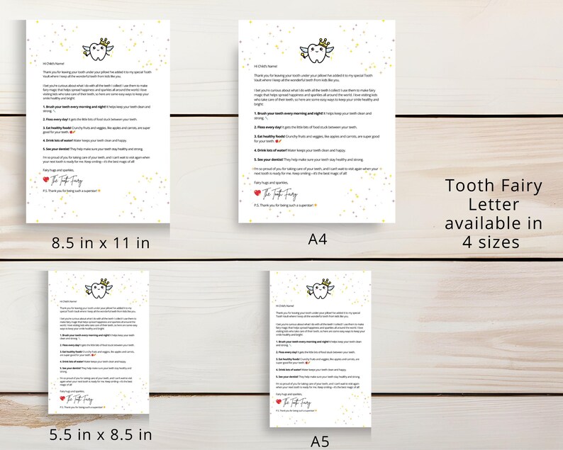 Tooth Fairy Letter & Receipt – Editable Canva Template | Instant ...