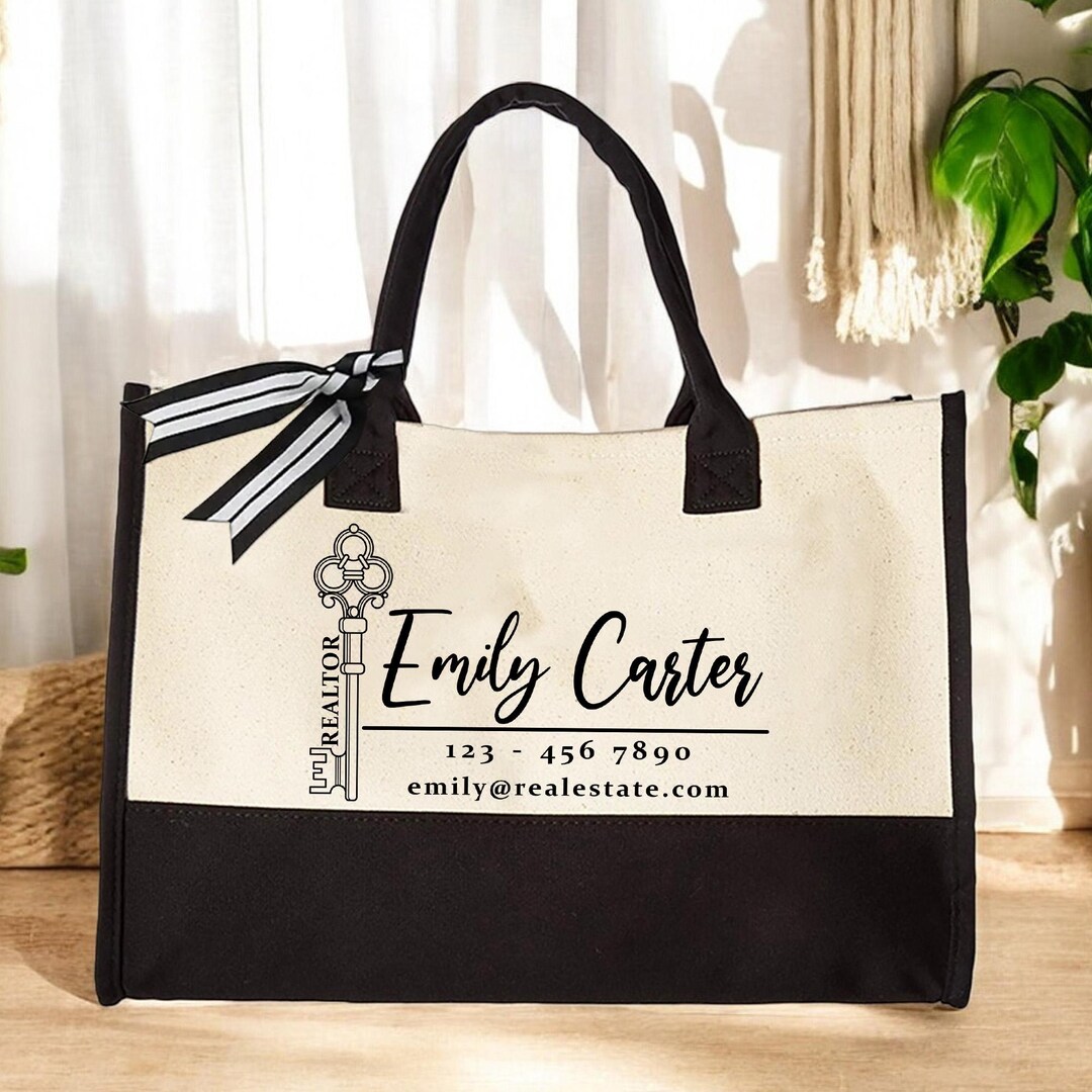 Custom Realtor Bag, Real Estate Agent Bag, Personalized Realtor Tote ...