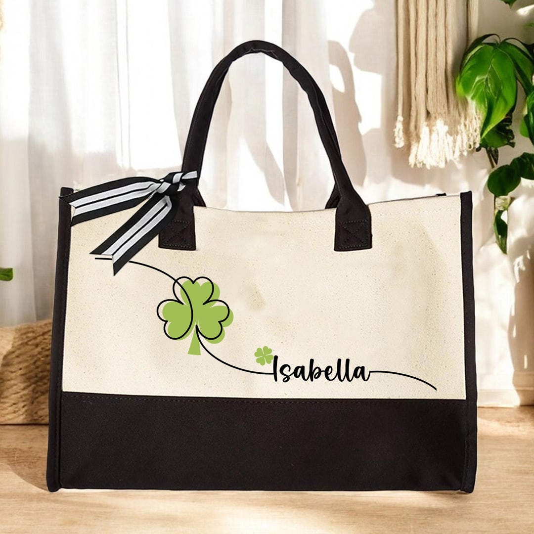 Custom Irish Shamrock Bag, St Patricks Day Tote, Personalized Shoulder ...