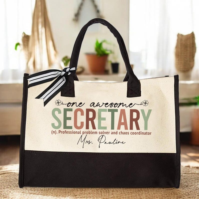 Personalized Secretary Tote Bag, Custom Gift for Secretary Appreciation ...
