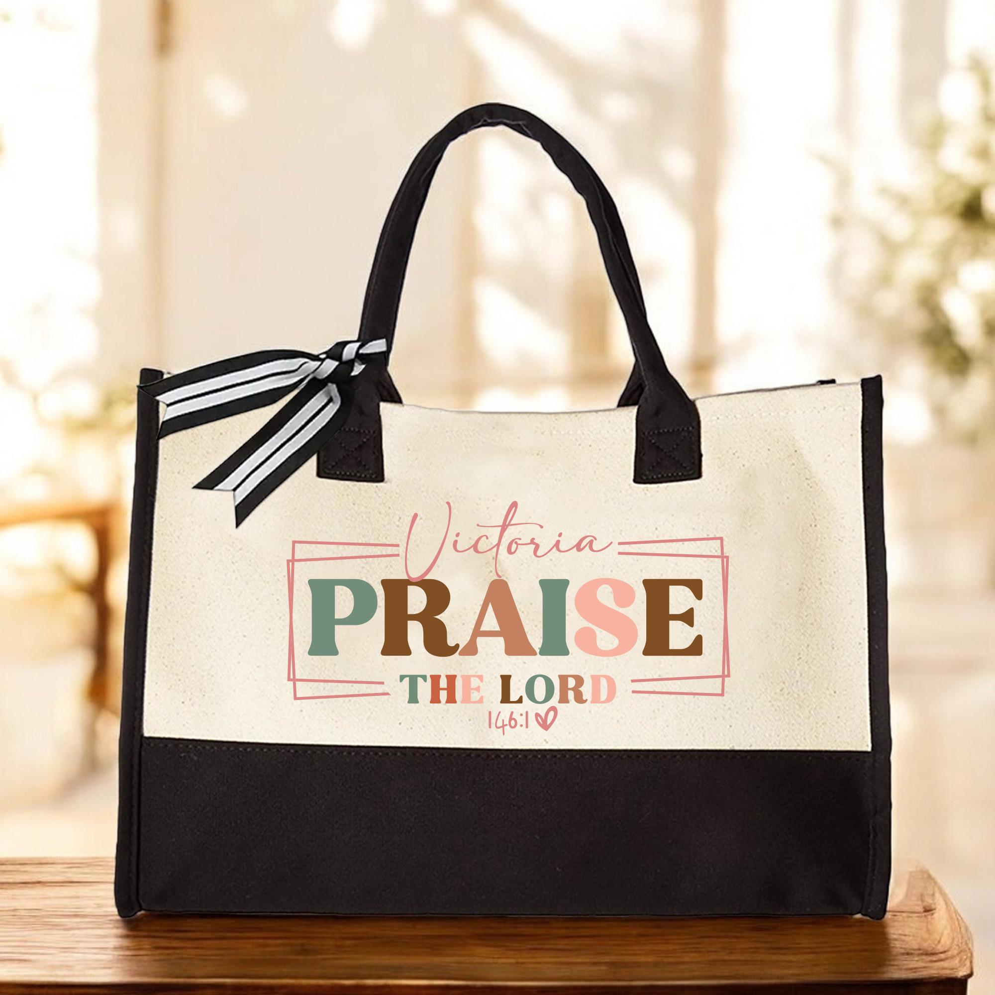 Custom Praise the Lord Tote, Christian Canvas Gift Bag, Personalized ...