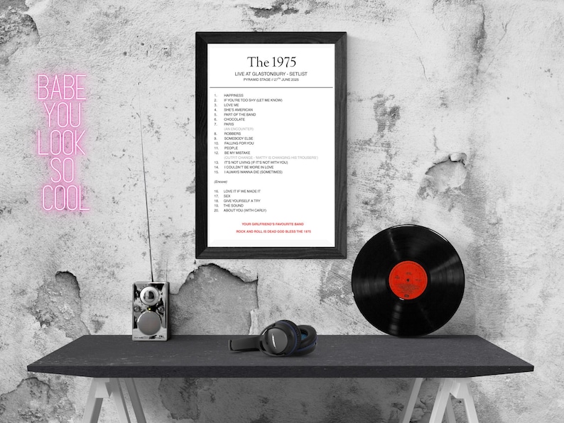 The 1975 Glastonbury 2025 Setlist Poster: Indie Music Wall Art (digital ...