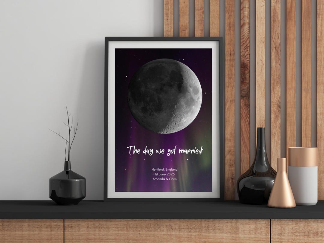 The Day We Got Married Custom Moon Phase Print | Personalised Gift With ...