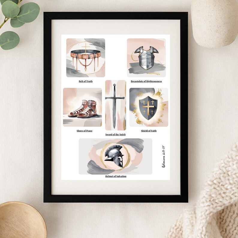 Armor of God Wall Art, Ephesians 6 Printable, Full Armor of God ...