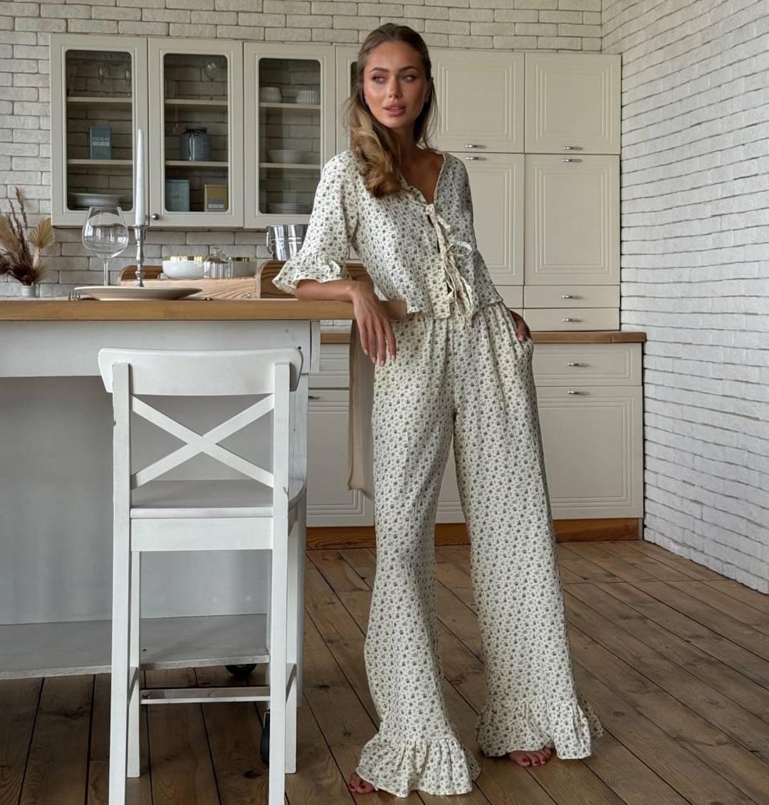 Muslin Cotton Pajama Set: Double Gauze Loungewear, Bridal Party Pjs - Etsy