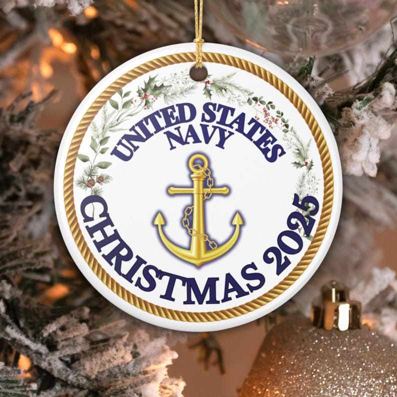 US Navy Christmas Ornament 2025 | Military Holiday Keepsake | Ceramic ...