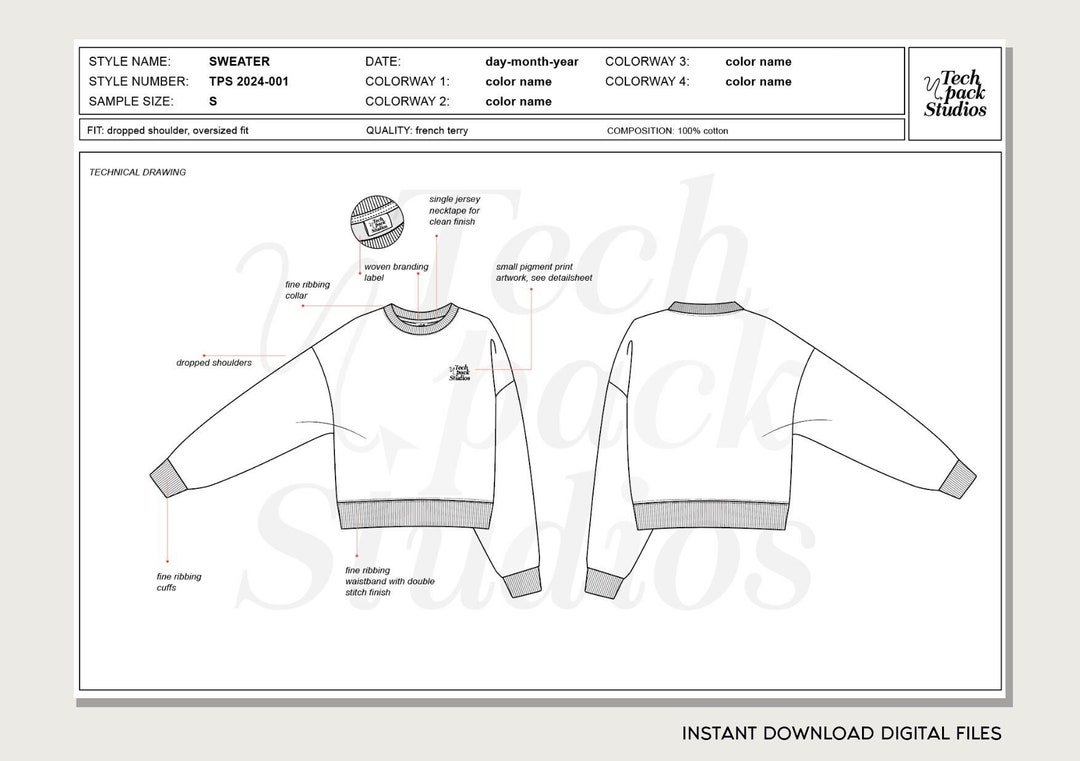 Vector Sweater Tech Pack – Design Your Own Custom Sweater - Etsy