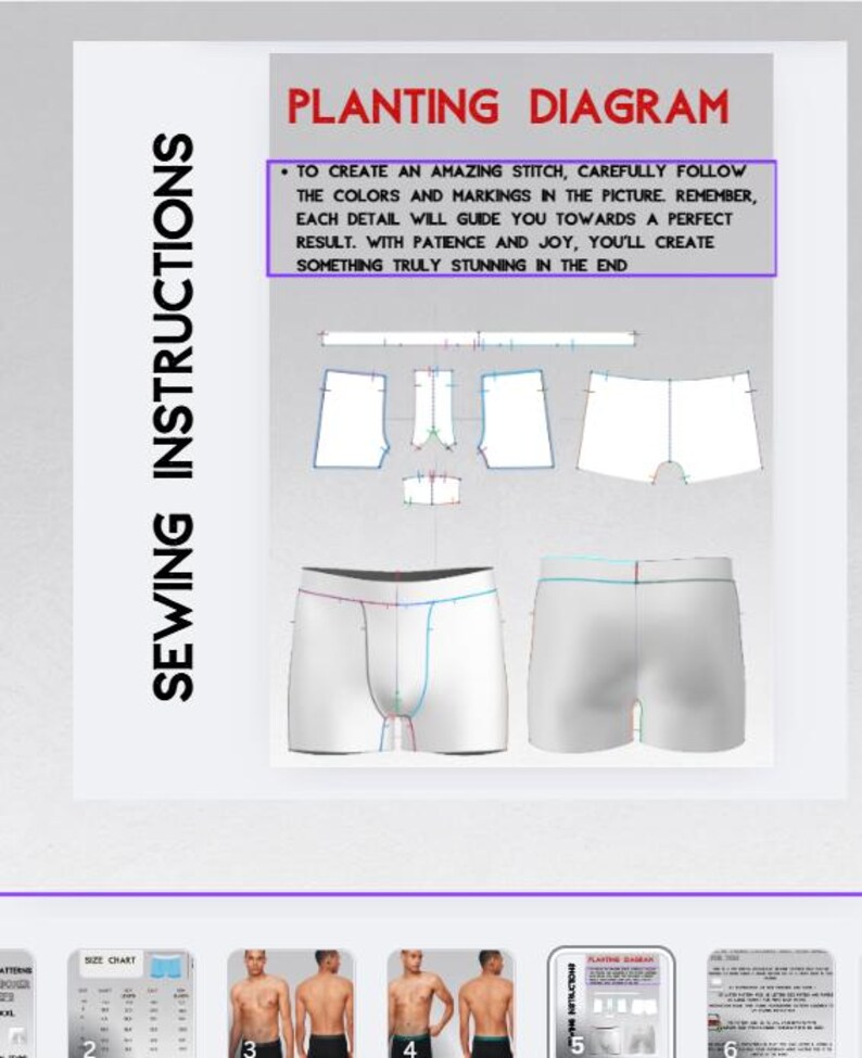 Men's Boxer Briefs Sewing Pattern | XS-XXL Sizes | Illustrated Easy ...