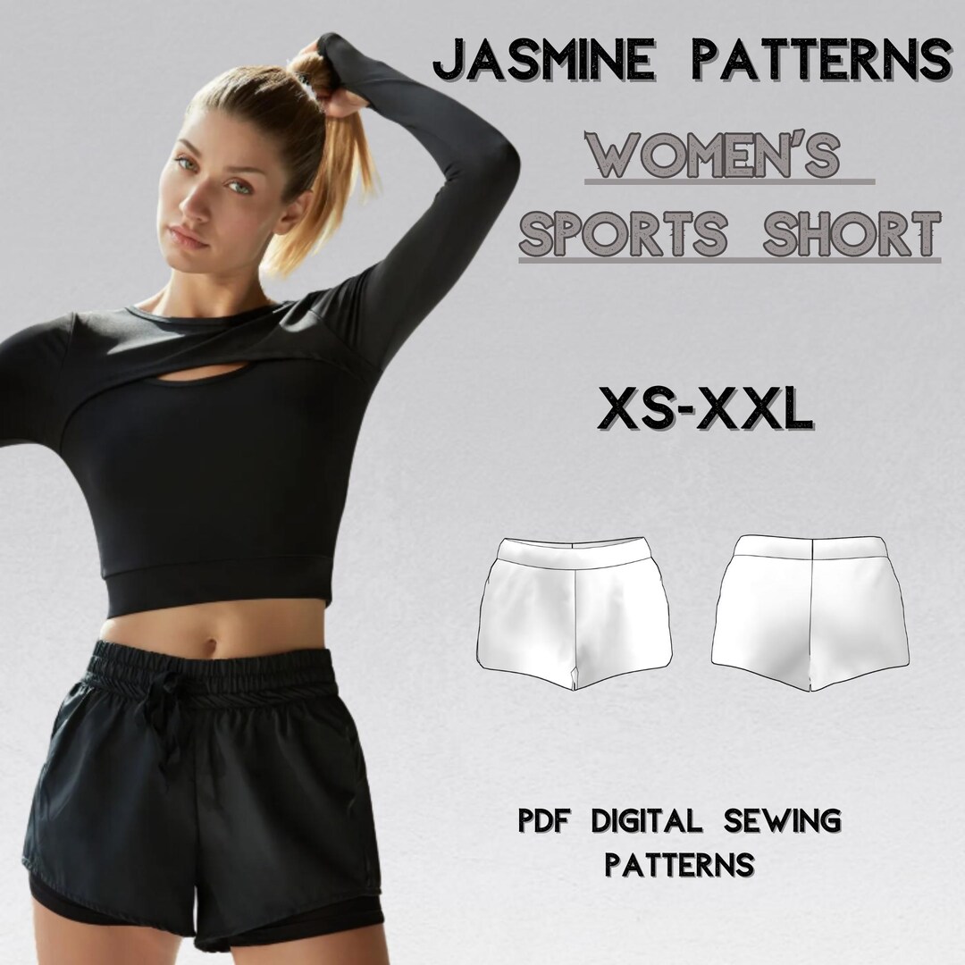 Women's Sport Shorts PDF Sewing Pattern | High Waist Shorts Pattern ...