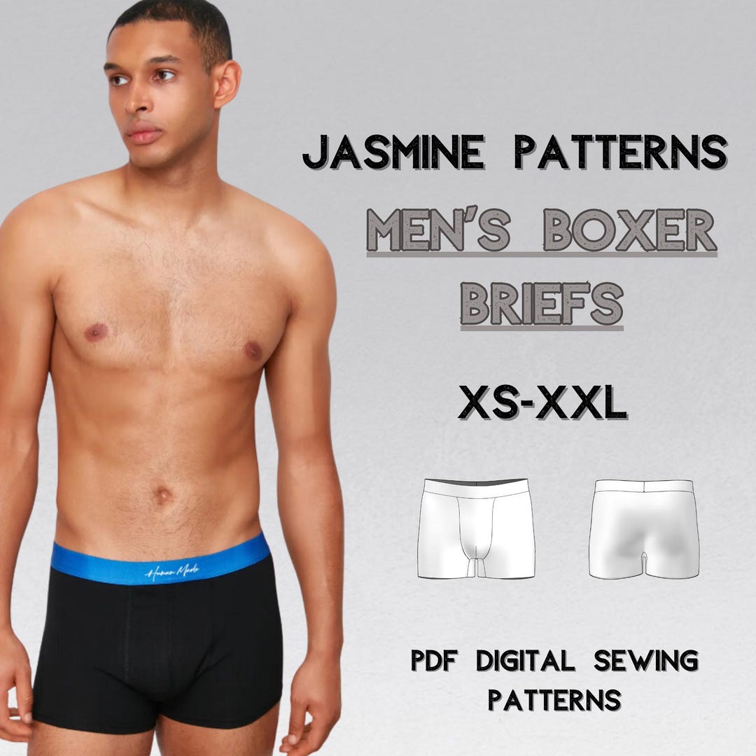 Men's Boxer Briefs Sewing Pattern | XS-XXL Sizes | Illustrated Easy ...