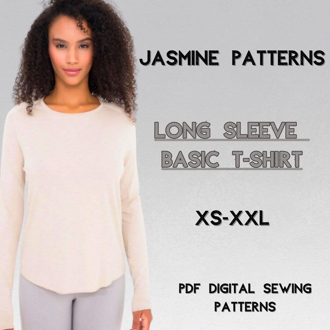 Women's Long Sleeve T-shirt Pattern | Easy T-shirt Sewing Pattern | XS ...