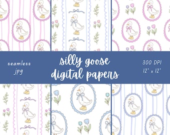 Silly Goose Seamless Pattern Digital Download JPG, Light Pink Birthday ...