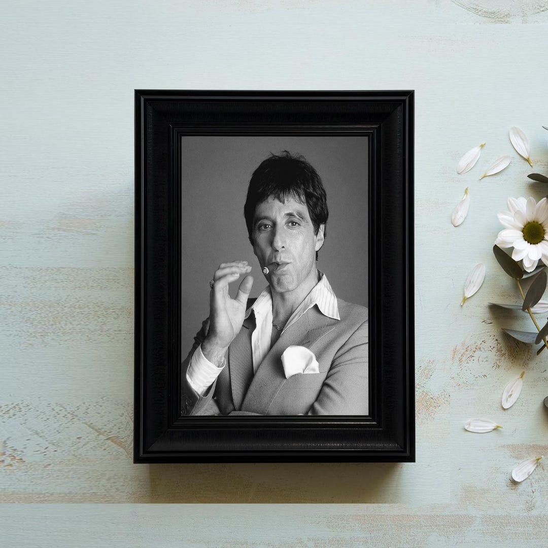 Al Pacino Scarface Smoke Vintage Framed Wall Art Iconic Movie Print Fan ...