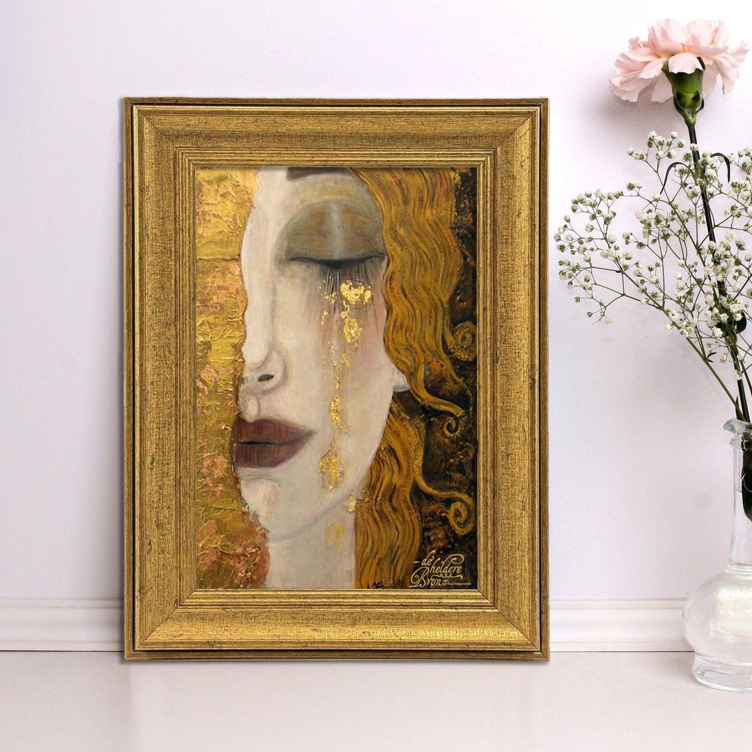 The Golden Tears by Gustav Klimt Vintage Framed Art, Iconic Klimt Art ...