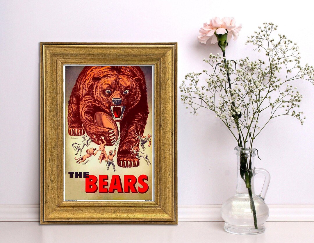 Vintage Reproduction 1958 Chicago Bears NFL Football Framed Art ...