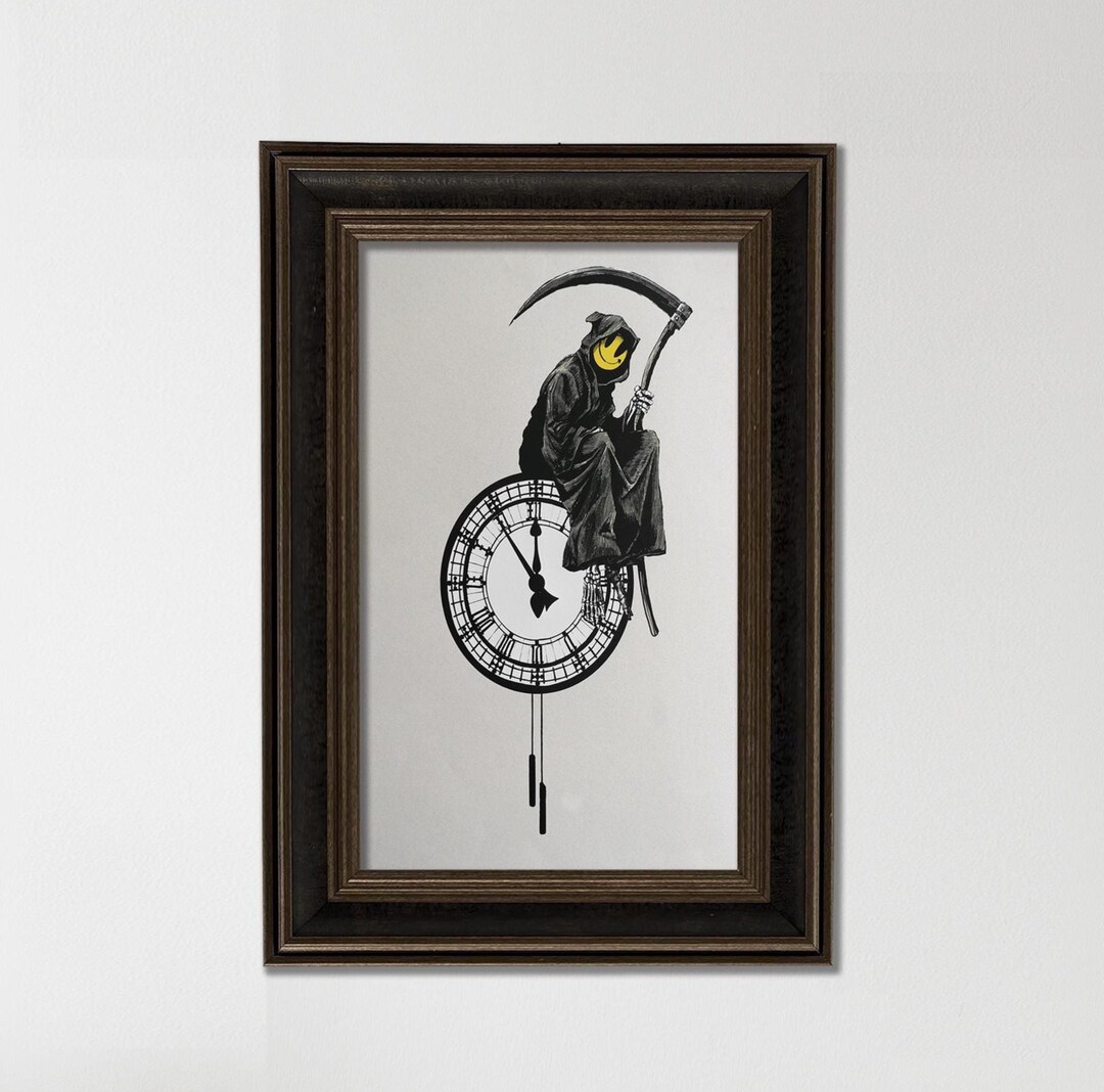 Grim Reaper Art Graffiti – Street Art Vintage Framed Wall Art, Unique ...