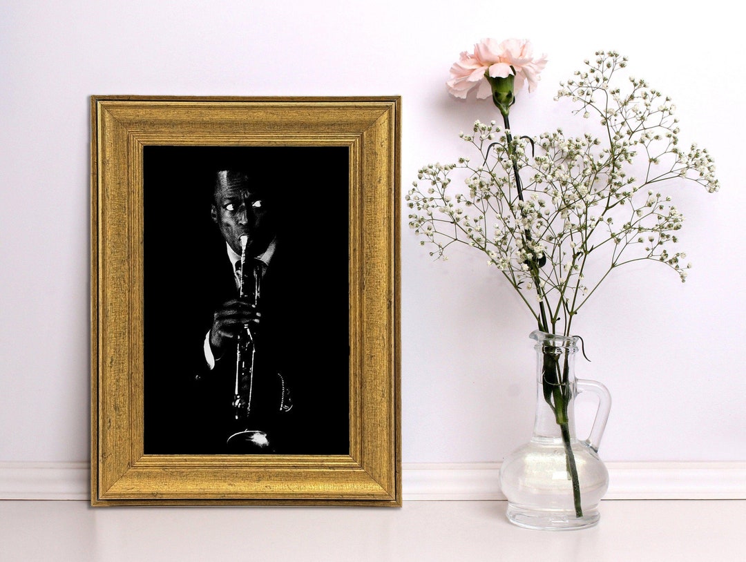 Miles Davis Saxophone Black and White Photograph – Vintage Framed Art ...