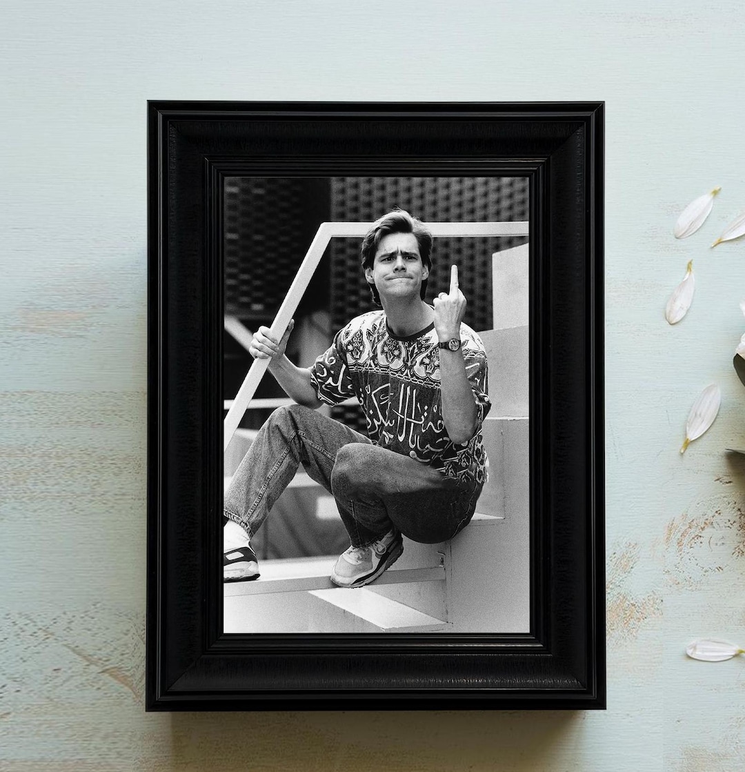 Jim Carrey Middle Finger Pose - Funny Vintage Framed Print for Retro ...