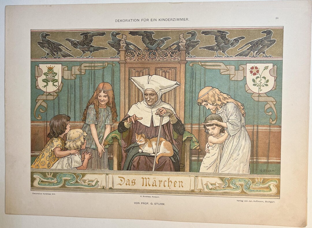 Rare Antique Chromolithograph Art Print Plates From the Jugendstil-era ...