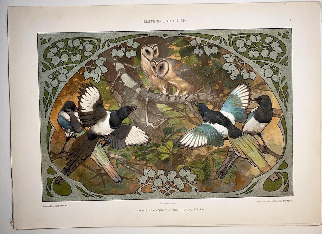 Rare Antique Chromolithograph Art Print Plates From the Jugendstil-era ...