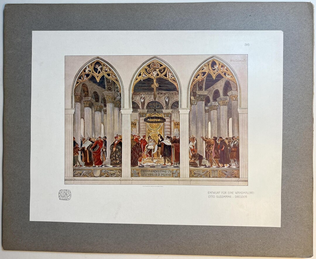 Rare Antique Chromolithograph Art Print Plates From the Jugendstil-era ...